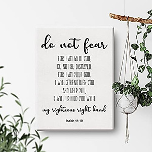 Bible Verse Art Wall Decor Isaiah 41:10 Do Not Fear Scripture Canvas Painting Prints for Home Dining Room Living Room Wall Decor Framed Artwork Christian Gifts(12x15 Inch)