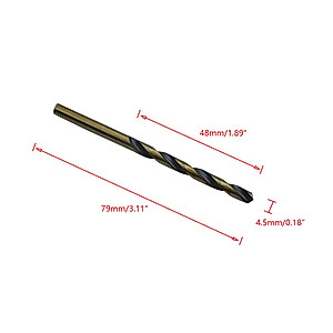 HONJIE High Speed Steel 4.5mm Twist Drill Bit for Wood, Soft Metal, Plastic, Aluminum Alloys 10pcs