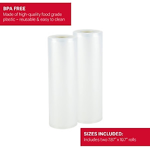 NESCO Vacuum Sealer Bags 8" x 20", Use for Sous Vide or Meal Prep, BPA Free, Dishwasher Safe, Tear Resistant, Safe to Microwave, Boil, or Freeze