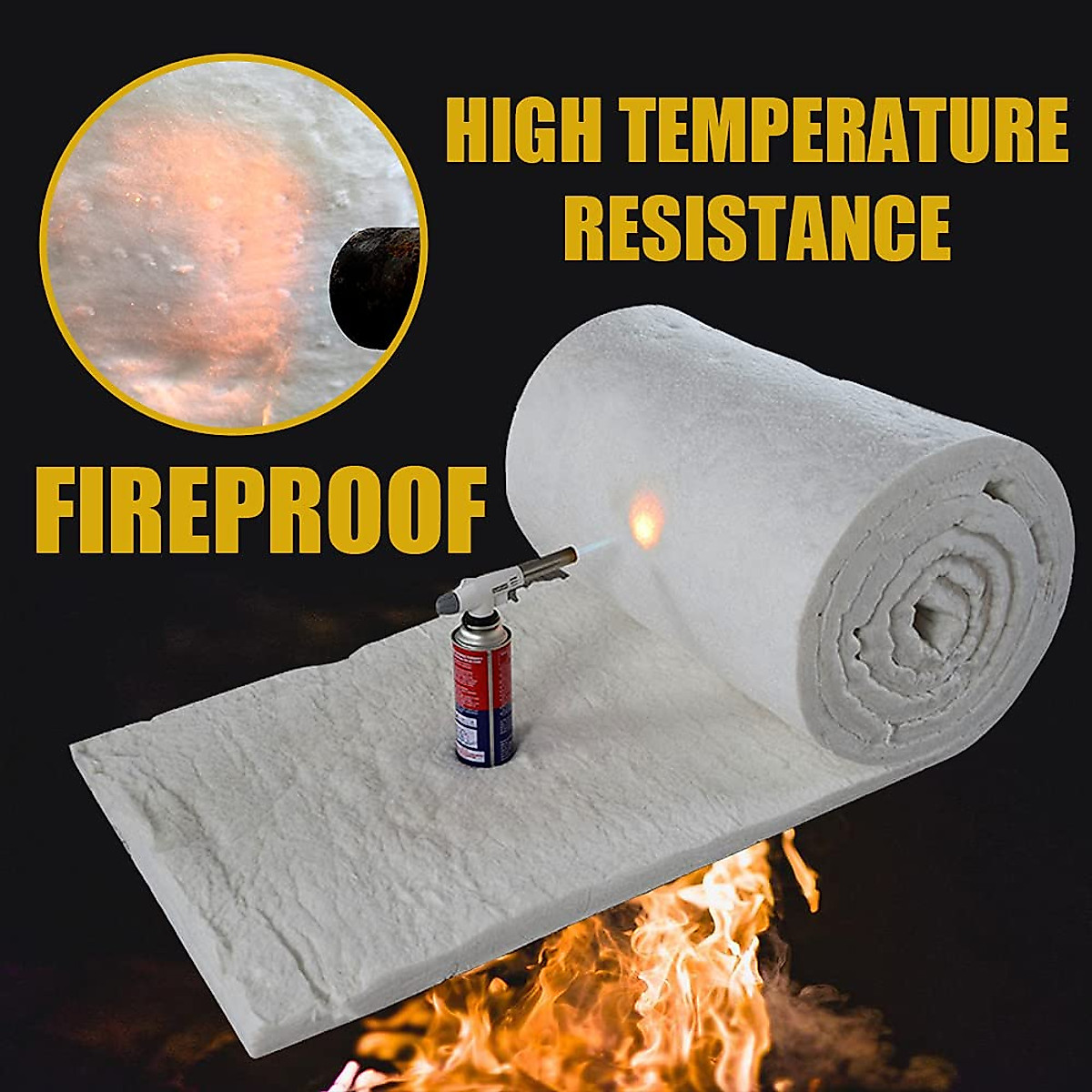 24" x12" x1" (Thick)Ceramic Fiber Blanket Fireproof Insulation Baffle Rated to 2400F, High-Temperature Resistance for Stoves, Kilns, Forges