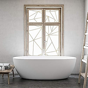 WPCTEV Window Film Non Adhesive Frosted Film Privacy Window Sticker Self Static Cling Vinly Glass Film Anti UV Decorative for Home Office White Geometry 17.5 Inch x 6.5 Feet