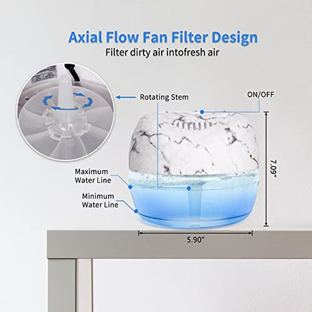 ap airpleasure Water-Based Purifier Air Washer, Revitalizer with 6 Colorful lights