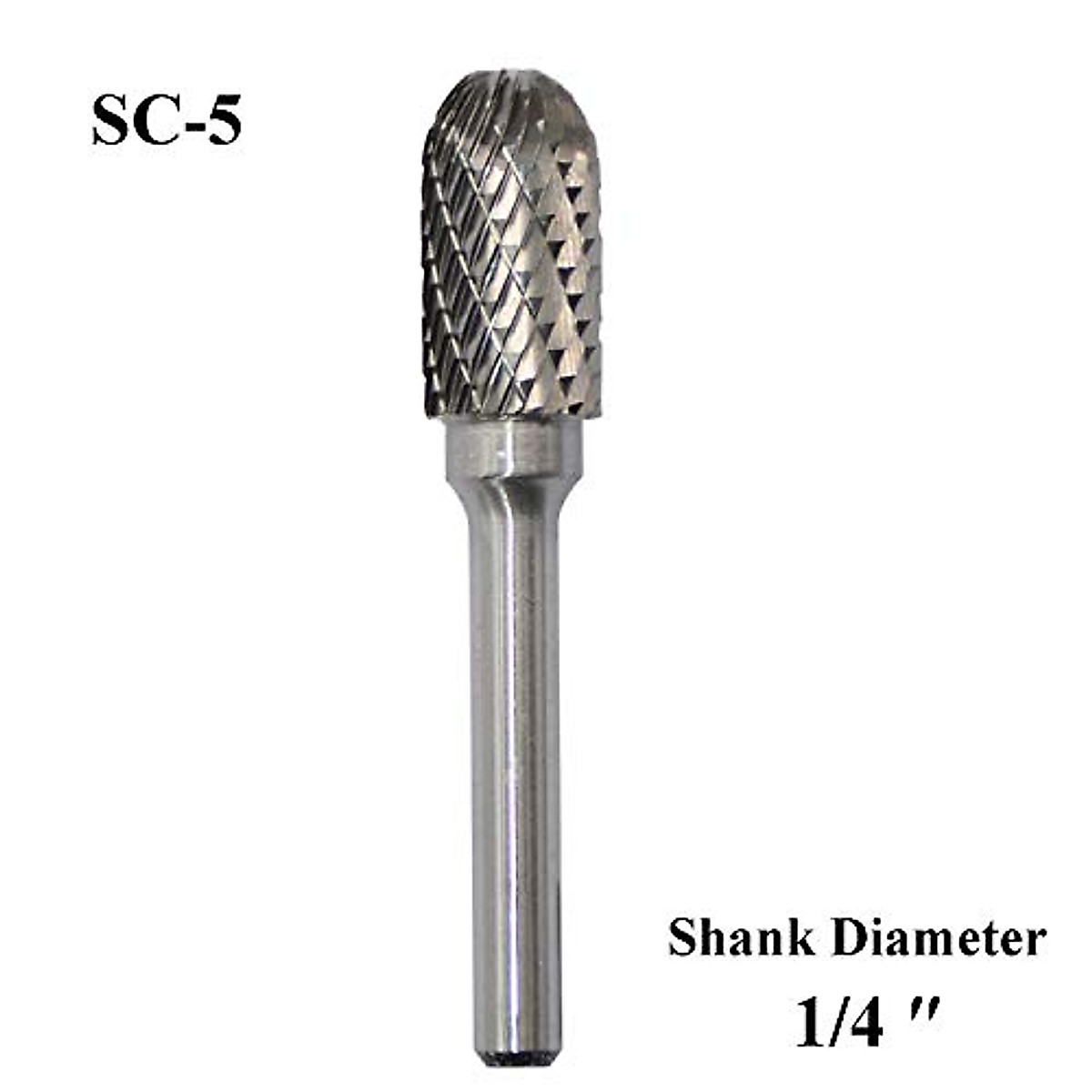 SC-5 Tungsten Carbide Burr Rotary File Cylindrical Shape with Radius End Double Cut with 1/4''Shank for Die Grinder Drill Bit