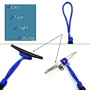 Pack of 4 Bungee Dock Lines for Boat Shock Absorb Dock Tie Mooring Rope Boat Accessories 4-5.5 ft (Blue)