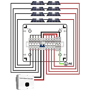 DIHOOL 4 String PV Solar Combiner Box for Solar Panels 10 Amp Fuse UV-Proof IP65 Waterproof Box DC500V