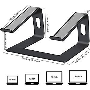 Orionstar Laptop Stand Portable Aluminum Laptop Riser Compatible with Apple Mac MacBook Air Pro 10 to 15.6 Inch Notebook Computer, Detachable Ergonomic Elevator Holder, Black