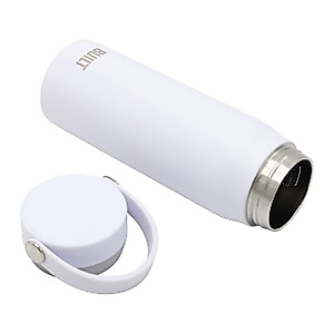 BUILT Cascade Double Wall Vacuum Insulated Stainless Steel Wide Mouth Water Bottle with Comfort Grip and Carry Handle Lid, 20 ounces