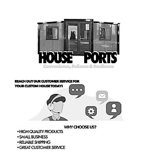 Generic House-Ports Expandable and Prefabricated Container House 15FTx20FT Home Kit with Windows and Doors for Living/Office/Garage/Extra Space/Hotels, Brown on Black