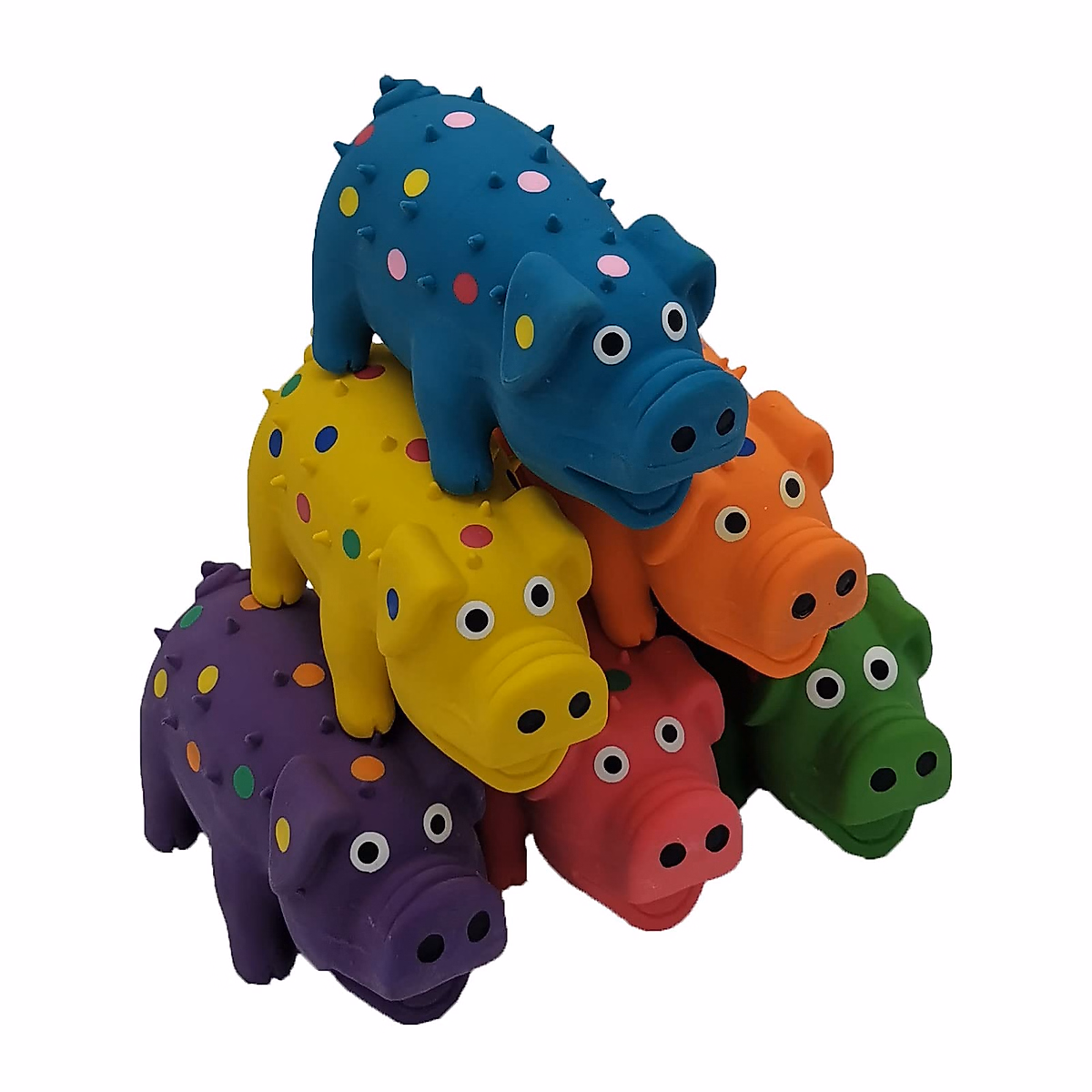 Hoiasem 6 Pack 4 Inch Mini Latex Dog Squeaky Toys Polka Dot Piglet Pig Dog Toy for Mimi Small Dogs