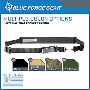 Blue Force Gear Padded Vickers Sling - 2 Point Padded Sling with Swivels - 57 – 67 inches (Black)