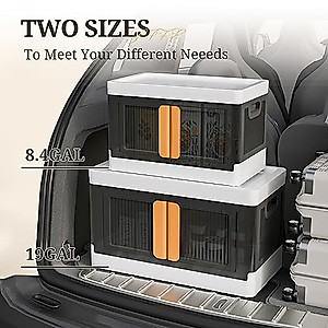 YESHOMY Storage Bins with Lids, 8.4 Gal Clear Plastic Collapsible Containers, Equipped with Door, Stackable Storage Box with Latching Buckles & Wheel, Organizer for Clothes, Toys, Foods, 4 Pack