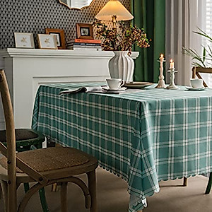 MANGATA CASA Checkered Tablecloth for Rectangle Tables-Gingham Waterproof Kitchen & Table Linens-Polyester Teal Buffalo Plaid Wrinkle Free Table Cover(Teal 60X84in)