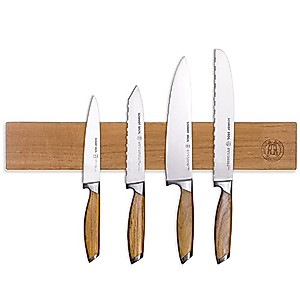 Schmidt Brothers - Acacia 18" Magnetic Wall Bar, Universal Cutlery Storage Fits 8 - 10 Knives