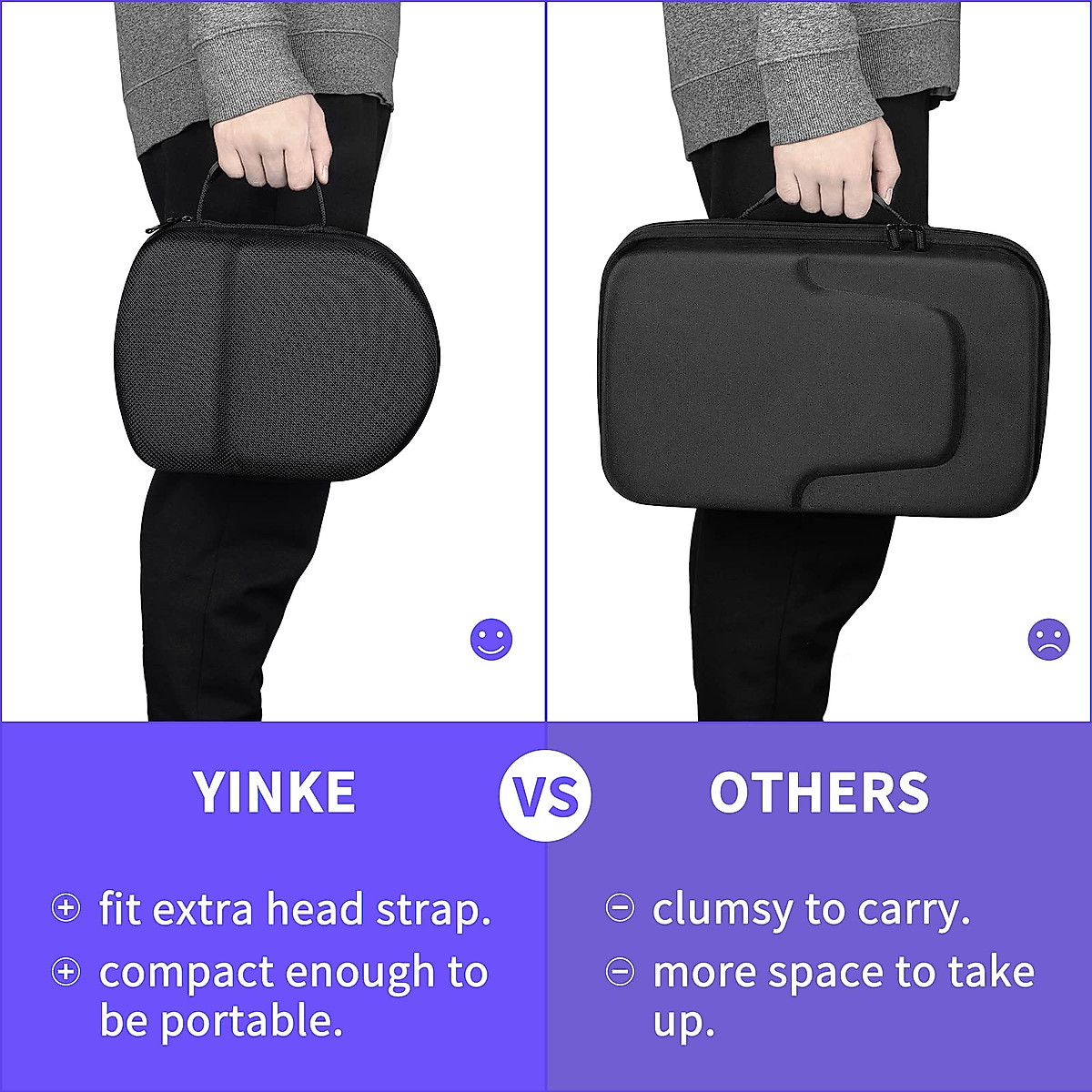 Fromsky Yinke for Oculus/Meta Quest 2/Pico 4 Case, Hard Travel Carrying Case All-in-One Storage, Compatible with Elite Strap VR Headset and More Accessories (Black)