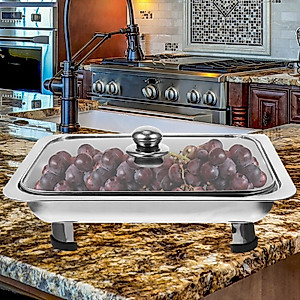 Happyyami Steel Buffet Chafing Pans Buffet Food Warmer Catering Food Warmers Rectangular Chafing Dish Buffet Serving Platters Party Pan Warmers Steam Pan Pallet Banquet Salad Stainless Steel