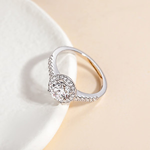 EAMTI 1.25CT 925 Sterling Silver Rings Round Halo CZ Engagement Rings for Women Cubic Zirconia Wedding bands Promise Rings for Her Size 6