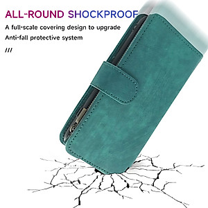 Compatible with LG V20 Wallet Case and Premium Vintage Leather Flip Credit Card Holder Stand Cell Accessories Folio Purse Lanyard Wrist Strap Phone Cover for LGV20 LG20 V 20 ThinQ Women Men Green