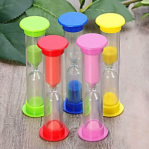 SINJEUN 50 PCS 1 Minute Sand Timer, Plastic Hourglass Sand Clock, Colorful Sand Timer Set Sandglass Countdown Bulk Toothbrush Timer for Party Favors