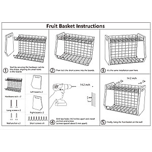 BNING Hanging Fruit Baskets for Kitchen, 2-Set Kitchen Organizers and Storage Baskets as Pantry Organizers and Storage, Small Wire Basket for Wall Mounted & Countertop