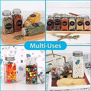 AuroTrends Spice Jars with Labels 6oz 16Pack, Glass Spice Jars with Shaker Lids Complete Set-6oz Seasoning Containers with 180 Waterproof Spice Labels |Chalk Marker |Straw Brush |Funnel