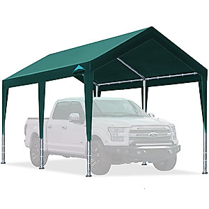 ADVANCE OUTDOOR 10x20 ft Carport with Adjustable Height from 9.5 ft to 11 ft, Heavy Duty Car Canopy Garage Party Tent Boat Shelter, Green