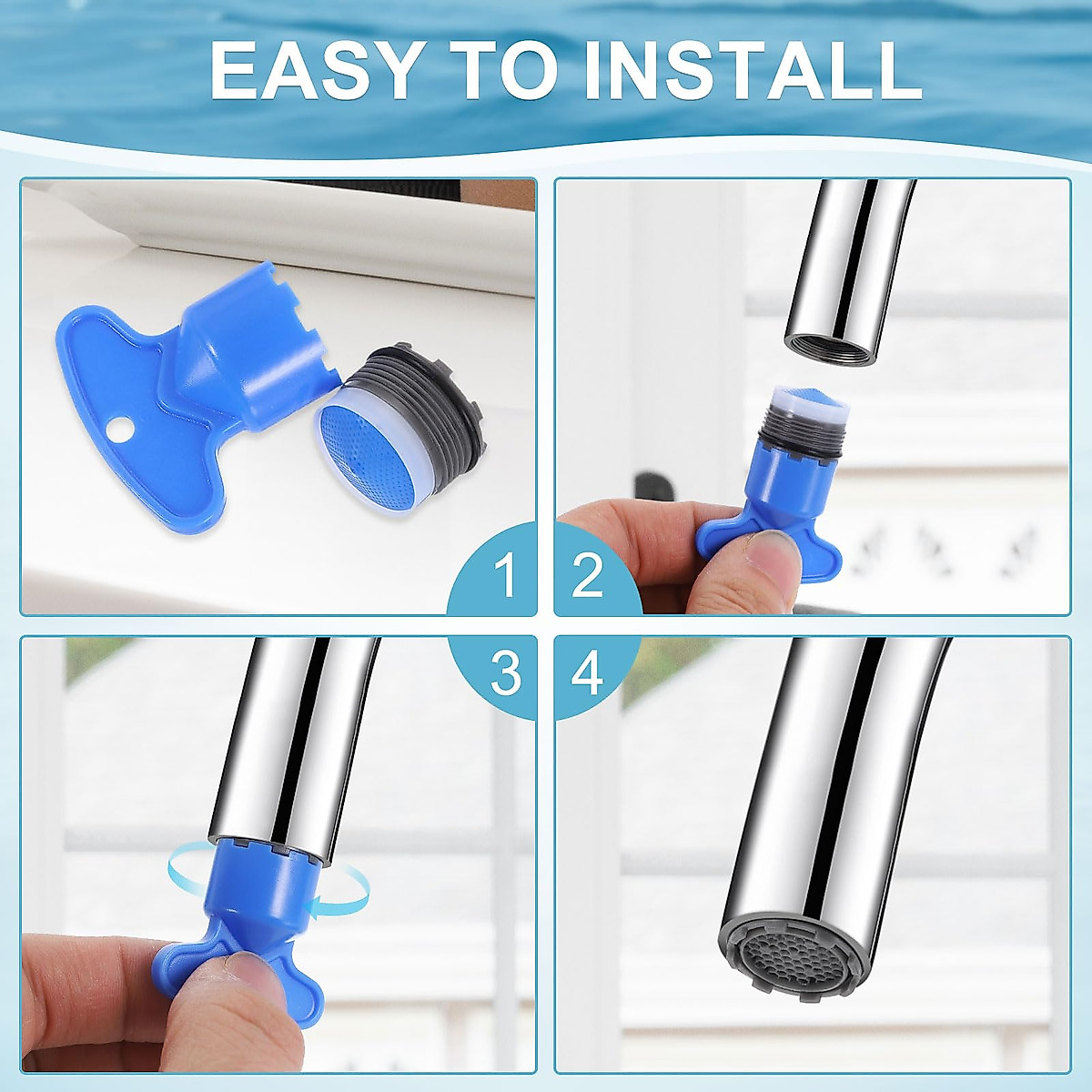 uxcell 5Pcs 16.5mm Cache Faucet Aerator with 2Pcs Removal Wrench Tool, Faucet Replacement Parts, Water Saving Flow Restrictor Set Replacement Parts for Kitchen Bathroom Sink