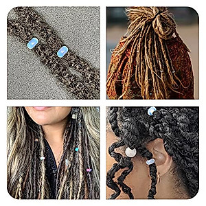 Spritewelry 15 Colors Natural Gemstone European Beads Rondelle Large Hole Loose Beads Dreadlock Hair Braid Beads Kits for Hair Braids Jewelry Bracelet Necklace Making