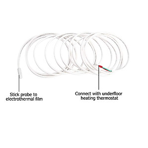 TOPINCN Temperature Floor Sensor, 3 Meters Floor Heating Sensor Probe, Underfloor Heating Thermostat Accessory Floor Temperature Sensor Probe 9.84FT Cable