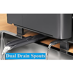 Dish Drying Rack, Aluminium Rustproof Expandable (14.9''-22.3'') Kitchen Counter Dish Rack with Drainboard, Dish Drainer with Drying Mat Utensil Holder Sink Caddy, Black