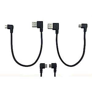 CERRXIAN 9Inch Micro USB Cable Combo Left & Right Angle Micro USB 5 Pin Male to USB 2.0 Type A Right Angle Male Data Sync and Charge Cable (Black)(2-Pack) R