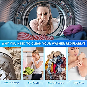 BLANDELLA Washing Machine Cleaner, Washing Machine Cleaning Tablets for Front Load and Top Load Washers, and Stain Remover for Laundry Tub 12-Month Supply