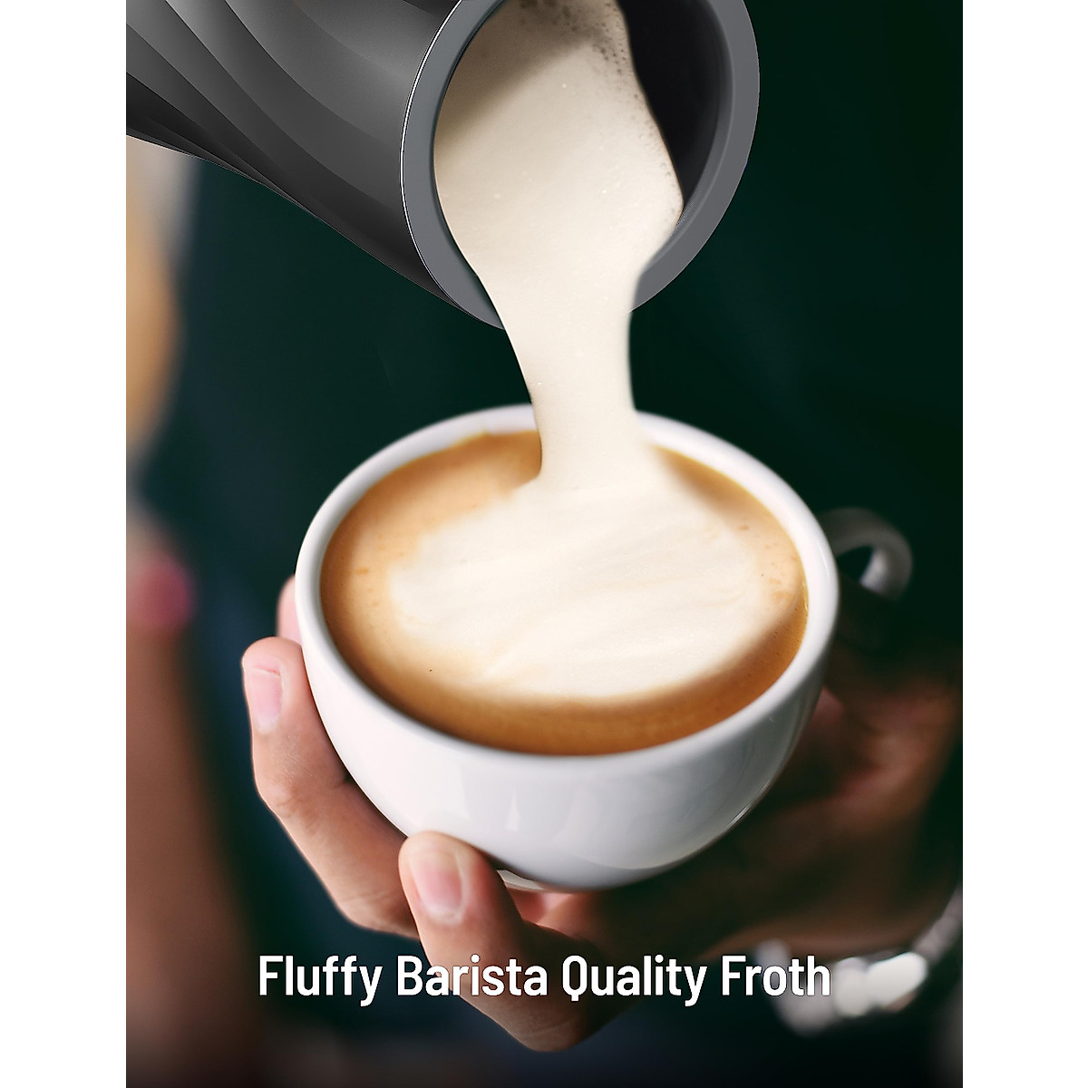 Milk Frother, Symdral 4-in-1 Milk Frother and Steamer, Automatic Hot and Cold Foam Maker & Milk Heater, with Auto Shut-Off, Silent Operation, Frother for Coffee, Latte, Cappuccino, Macchiato (Black)