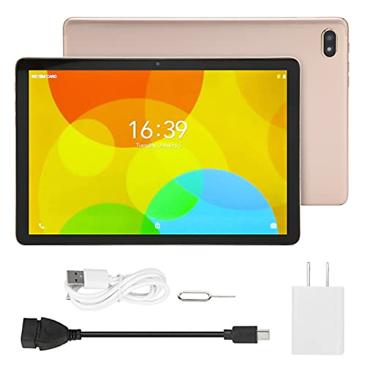 Qinlorgo 4G LTE Tablet, Octa Core 512GB Expandable 10.1 Inch HD Tablet US Plug 100‑240V for Office (Gold)