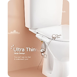 Ciays Bidet Attachment for Toilet Ultra-Slim Bidet Sprayer Non-Electric Dual Nozzle for Feminine/Posterior Wash Bidet Toilet Attachment with Pressure Controls，Sliver/White