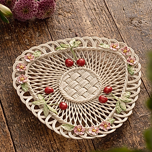 Belleek Annual Basket 2023 - Cherry Basket, 8”(L) x 8”(W) x 1”(H), White - Collectible Gift and Decoration