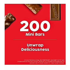 Butterfinger, CRUNCH and Baby Ruth, Mini Size Bars (200 ct) + XALEZ TM Gift Box