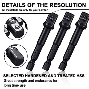 20 Pieces 3/8 inch Impact Adapter Square Socket Bit Adapter Hex Impact Socket for Drills Extension Socket Driver Bits Impact Socket Adapter for Automotive DIY-1/4 Hex Shank (Black)