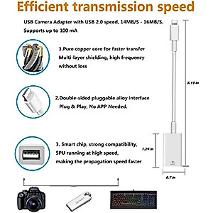 DESOFICON Lightning USB Camera Adapter for iPhone, iPad, and iPod Touch