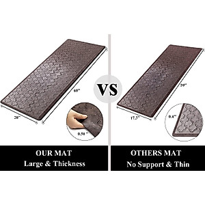 HEBE Oversized Kitchen Mat Cushioned Anti Fatigue Floor Mat Runner 20"x60" Non Slip Kitchen Mats for Floor Waterproof Kitchen Rugs and Mats Comfort Mat for Standing Desk,Sink,Laundry,Brown
