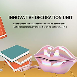 Lip Telephone, Advanced Home Telephone, Interesting Mouth Lip-Shaped Telephone, Funny Pink Lip Plastic Telephone Cable, Wire Phone Home Decoration, A for Friends or Families House Phone