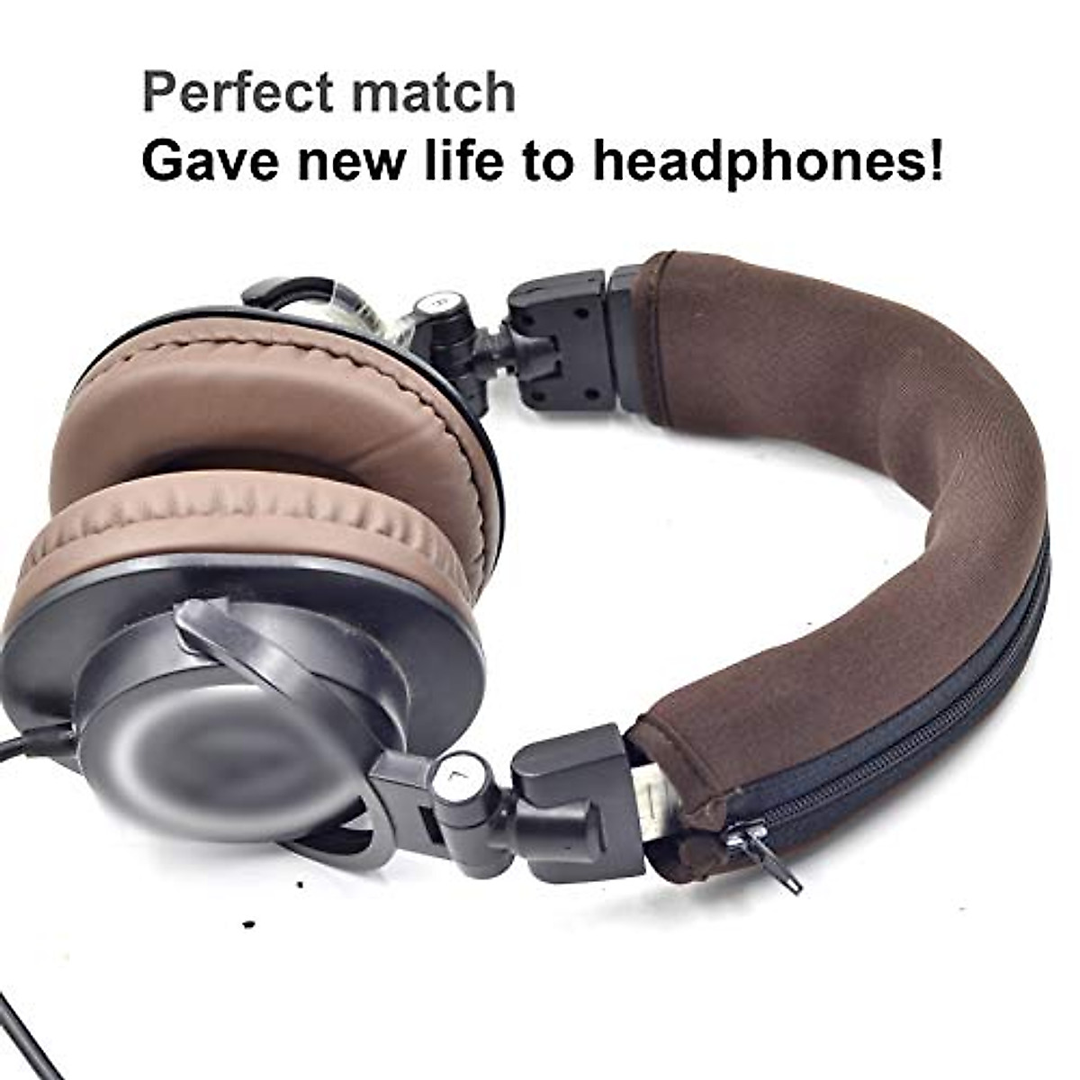 Defean Brown Headphone Protector Headband Fabric Compatible with Audio Technica M30 M40 M50 M50X M50S M40X Headphone(Brown Protector Headband)