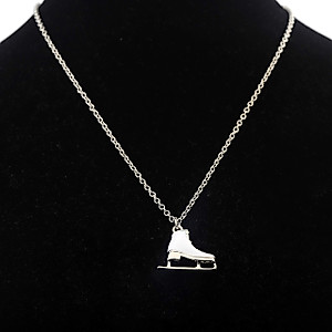 Skater Necklace Ice Skate Necklace White Enameled Figure Skating Pendant Team Sport Skater Jewelry Skate Lover Gift (silver)