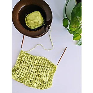 mindfulknits Premium Mango Wood Yarn Bowl with Holes - Knitting and Crochet Supplies for Relaxation & Stress Relief