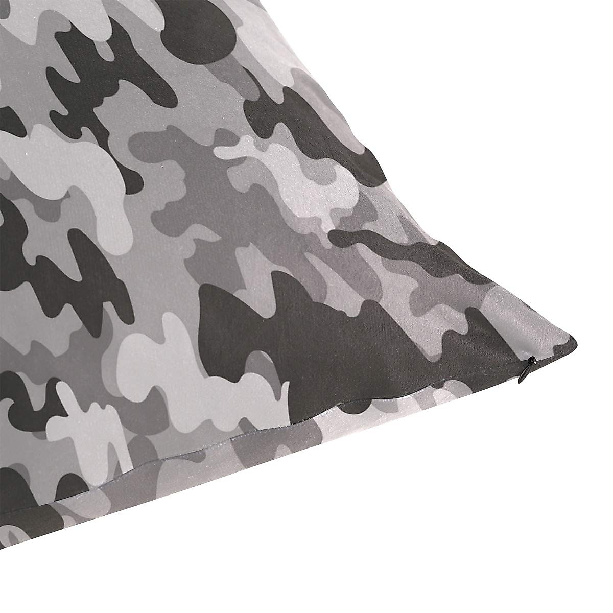 Enzenon Pillow Cases Standard Size with Zipper Cotton Print Camo Gray Super Soft Cozy Pillow Covers 16x24 Inches