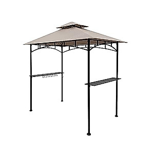 APEX GARDEN Replacement Canopy Top CAN ONLY FIT for Model #L-GG001PST-F 8' X 5' Brown Double Tiered Canopy Grill BBQ Gazebo (Top Only) (Beige)
