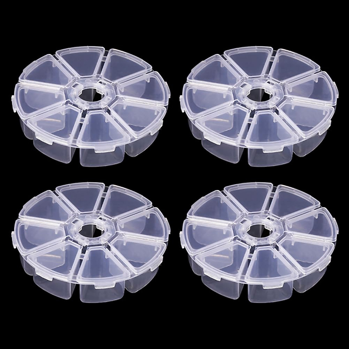 Nut Trays 4PCS 8 Grids Jewel Case Plastic Transparent Round Shape Jewelry Storage Organizer Container for Rings Earrings Clear Organizer
