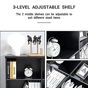 Royal Woods RUIENHOME Industrial Storage Cube Wood Bookcase, 2 Tier 4 Open Shelf Cabinet, Multipurpose Bookshelf, Display Cabinet for Office, Hallway, Playroom, 39.37x 11.69x 28.74 inch, Black