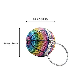 BESTOYARD Ball Shape Clutch Purse Party Handbag Rhinestone Ring Handle Evening Bag