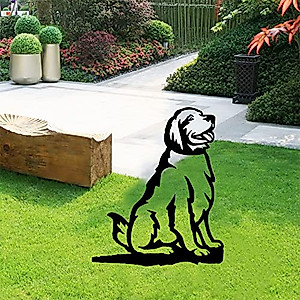 Adorable Dog Stake Decoration Yard Garden Outdoor Metal Art Dog Silhouette Decoration Steel Dogs Statue Adorable Ornament Gift (Golden Retriever)