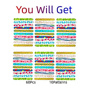 60 Pcs 7inch Double Sided Nail Files,Professional Emery Boards for Nails Emery Rainbow Colorful Floral Bulk Suitable for Women,Girls Home Salon Use(Colorful, 60)